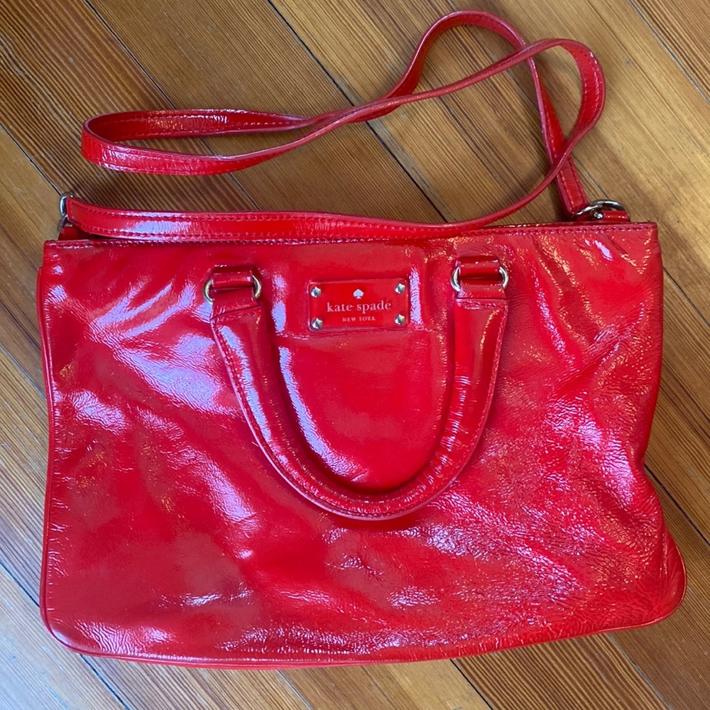 Kate Spade Red Patent Satchel Crossbody - Gem